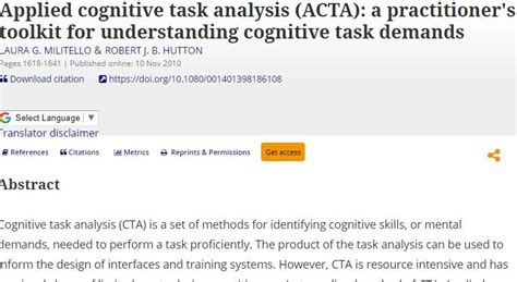 applied cognitive task analysis acta a practitioner s toolkit for