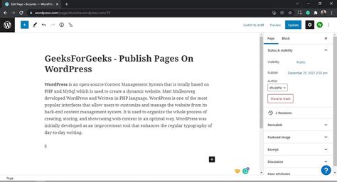 wordpress edit pages geeksforgeeks