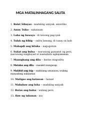 Matalinghagang Salita Ng Masakit Kabibi Mas