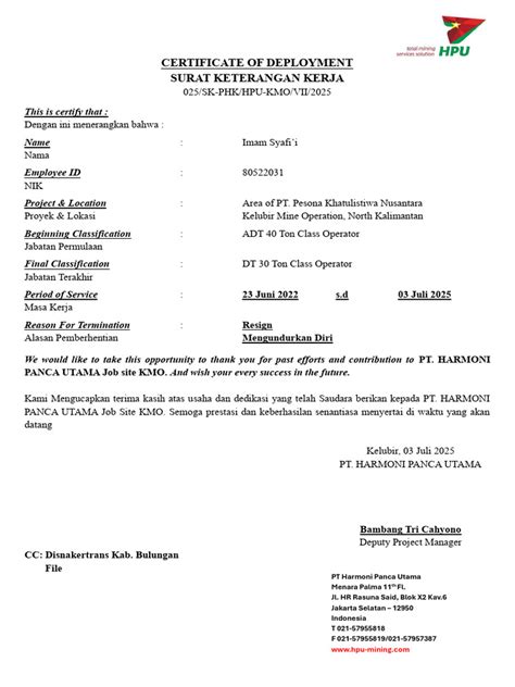 Certificate Of Deployment Pdf