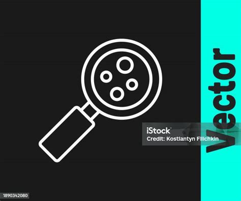 돋보기 아이콘 아래의 흰색 선 미생물은 검은 배경에 격리되어 있습니다 박테리아 및 세균 세포 암 미생물 바이러스 곰팡이 벡터 0명에 대한 스톡 벡터 아트 및 기타 이미지