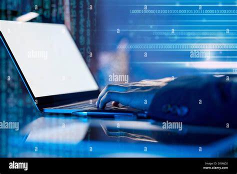 Hands Code And Laptop Screen Futuristic And Programming Software