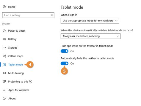 tablet mode in windows 10 customguide