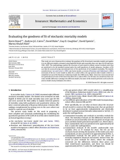 Pdf Evaluating The Goodness Of Fit Of Stochastic Mortality Models