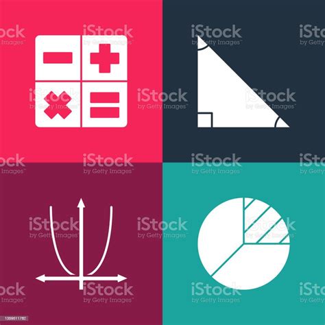 팝 아트 파이 차트 인포그래픽 그래프 일정 차트 다이어그램 삼각형 수학 및 계산기 아이콘을 설정합니다 벡터 0명에 대한 스톡