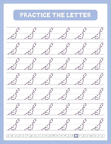 화살표 방향 S 필기체 필기 대문자 알파벳 추적 연습 워크시트 프리미엄 벡터