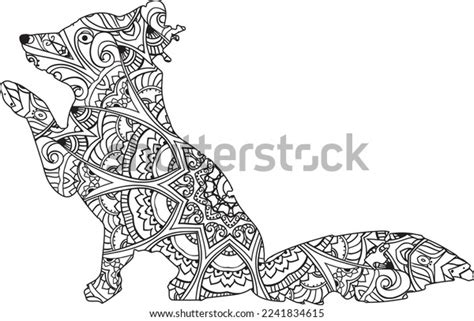 Cute Fox Mandala Coloring Page Stock Vector Royalty Free 2241834615