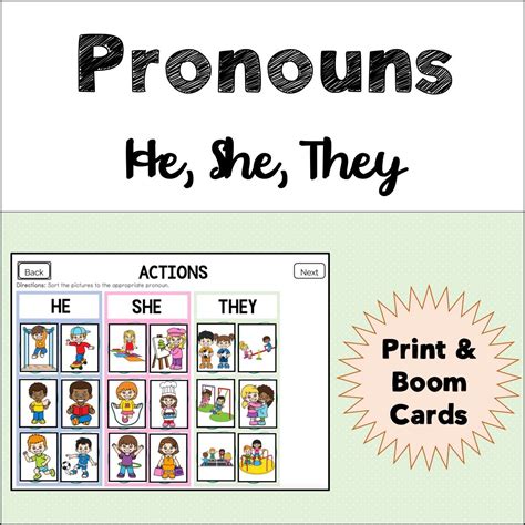 Pronouns He She They Print And Boom Cards™ Anchor Charts