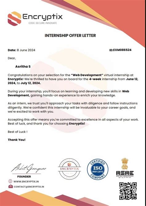 Asritha Srinivas On Linkedin Hello Connection Exciting Internship