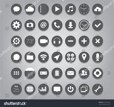 Set Buttons Icons Ui Applications App Stock Vector Royalty Free Shutterstock