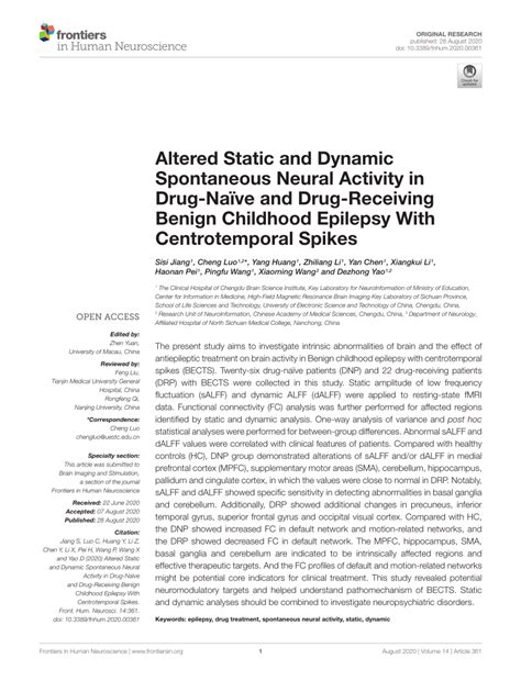 Pdf Altered Static And Dynamic Spontaneous Neural Activity In Drug Naïve And Drug Receiving