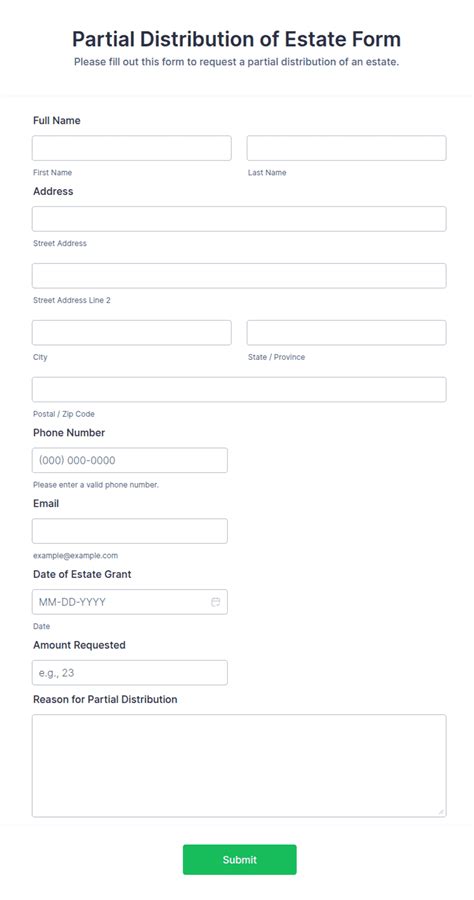 Partial Distribution Of Estate Form Template Jotform