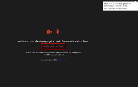 Hardware Access Error Facebook Cant Access Camera Or Microphone