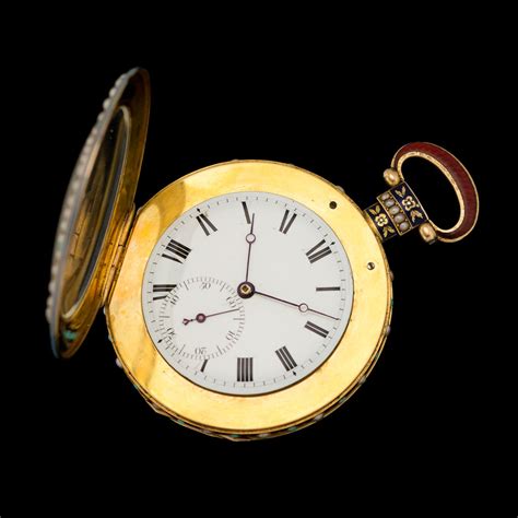 Antique 19thc Swiss Gold And Enamel Open Face Repeating Verge Pocket