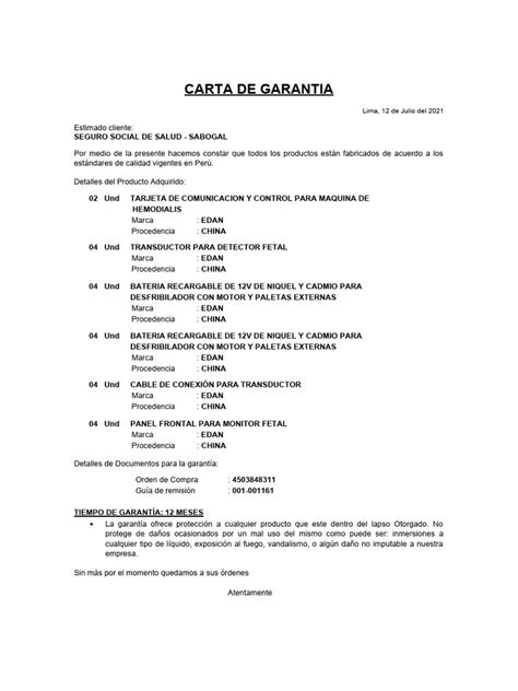 Carta De Garantia Sin Logo Essalud Sabogal Pdf