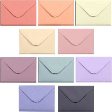 Lot De 100 Mini Enveloppes En Papier Pour Cartes De Visite 10 Couleurs Pastel 10 X 79 Cm U278