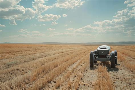 Premium Photo Autonomous Farm Robot Navigating Harvested Field
