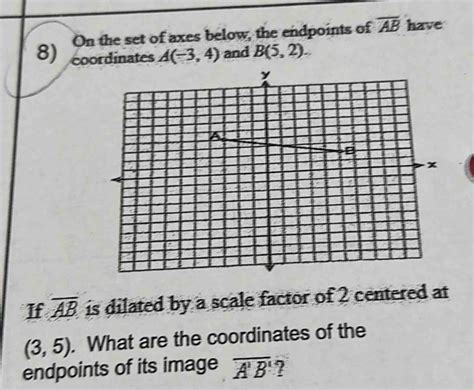 Solved On The Set Of Axes Below The Endpoints Of Overline Ab Have 8 Coordinates A 34 And B