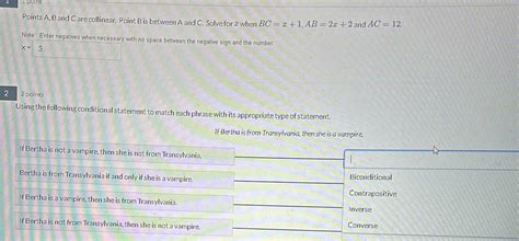 solved 1 point points a b and c are collinear point b is between a
