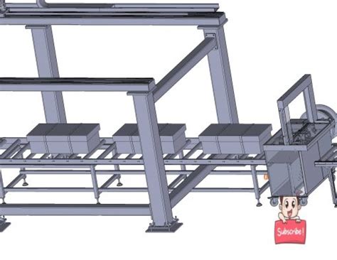 Industrial 3d Model Packaging Strapping Stacking Boxes Line Machine World