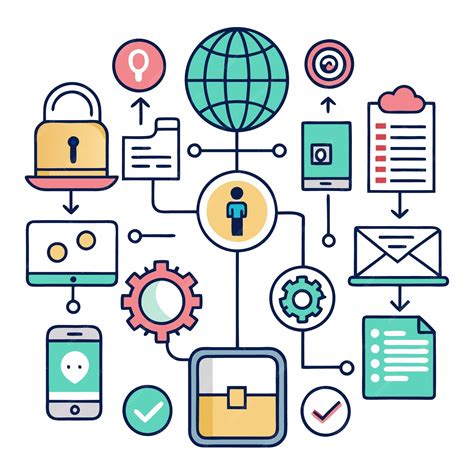 Business Process Automation Workflow With Icons Premium Ai Generated Vector