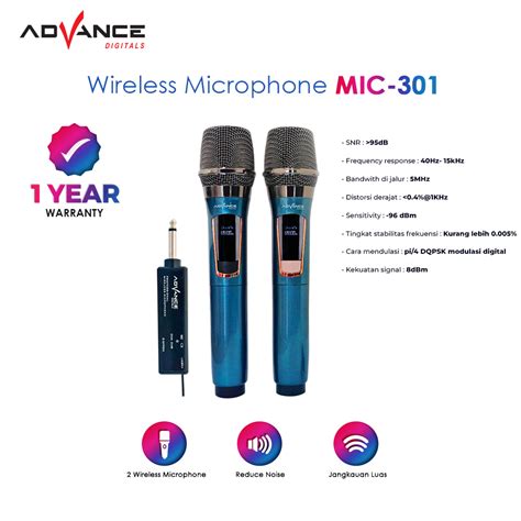 Mic Wireless Advance Mic 301 Mic Karaoke Profesional Dual Microphone Wireless Bisa Dicharge