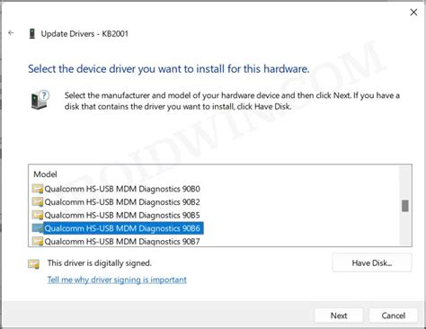 Install Qualcomm Diag Drivers HS USB MDM Diagnostics B
