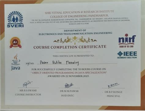 Rutika Pawar On Linkedin Javaprogramming Coursecompletion Sveri