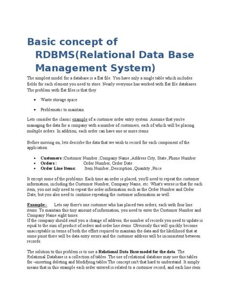 Relational Data Base Management System Pdf Relational Database