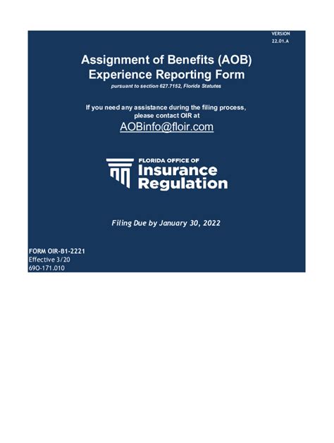 Fillable Online Assignment Of Benefits Aob Experience Reporting Form Fax Email Print Pdffiller