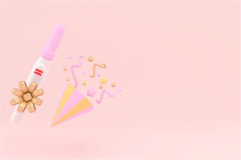 복사 공간이있는 분홍색 배경에 긍정적 인 플라스틱 임신 테스트 3d 렌더링 0명에 대한 스톡 사진 및 기타 이미지 0명 개념 개체 그룹 Istock