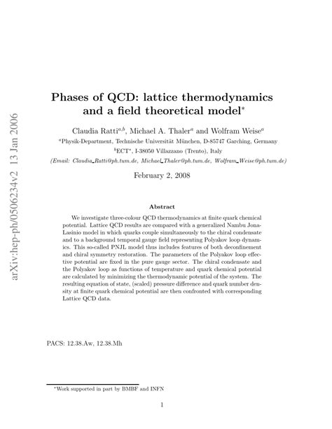 PDF Phases Of QCD Lattice Thermodynamics And A Field Theoretical Model