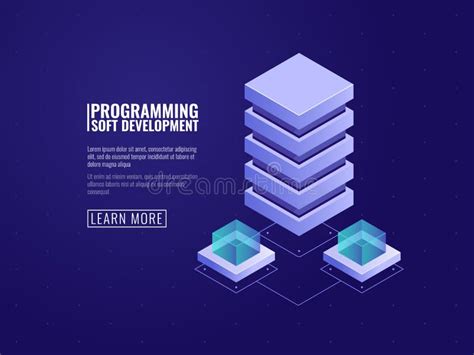 Cloud Service Icon Banner Remote Data Storage And Backup System Server Room Datacenter And