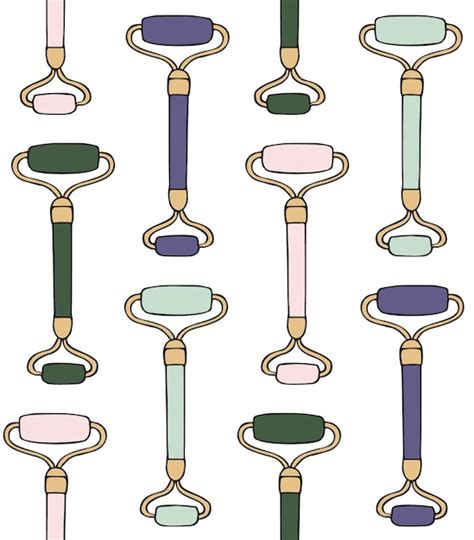 Gua Sha 마사지 롤러의 원활한 패턴 벡터 프리미엄 벡터