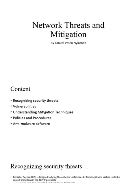 14 Network Threats And Mitigation Pdf Denial Of Service Attack Computer Virus