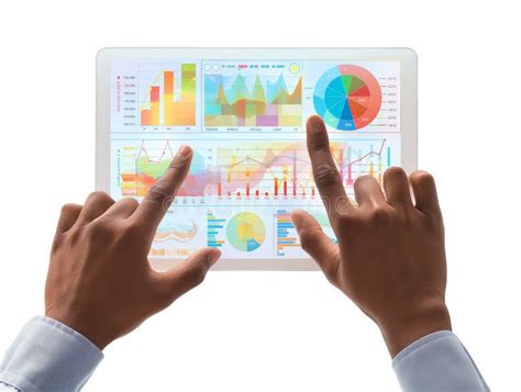 Hands Interacting With Data On Tablet Screen Stock Image Image Of Data Graphs 318834211