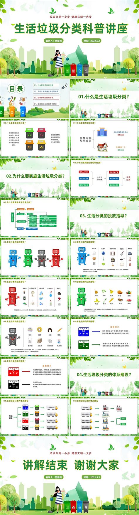 绿色垃圾分类科普讲座简约 包站长