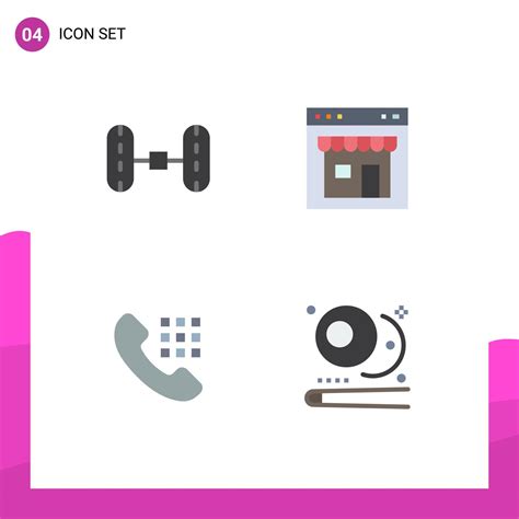 Set Of 4 Modern Ui Icons Symbols Signs For Wheel Alignment Dial Browser Page Keys Editable