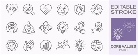 Company Core Values Icon Set Integrity Leadership Vector Image