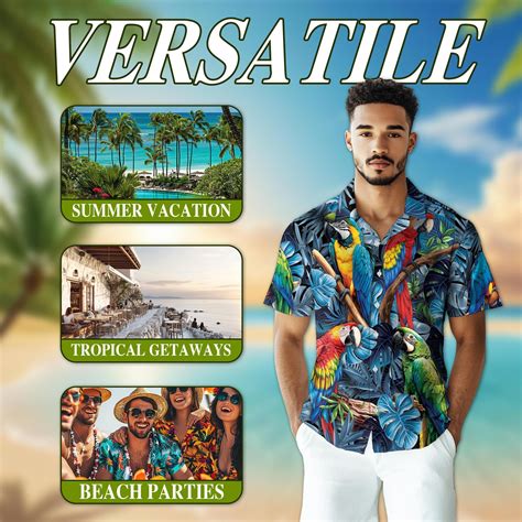 Parrot Hawaiian Shirt For Men Tropical Macaw Bird Aloha Shirt