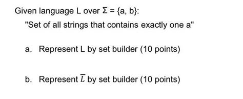 solved given language l over Σ {a b} set of all strings