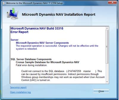 Could Not Connect To The SQL Database Master This Can Be Caused By Insufficient