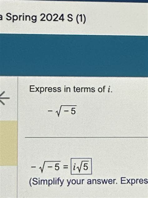 Solved Express In Terms Of I 52 52 Simplify Your Answer Chegg Com