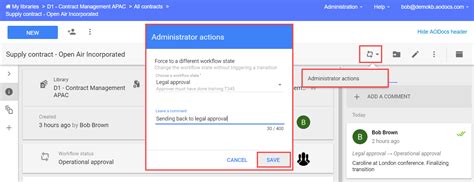 force workflow actions aodocs knowledge base