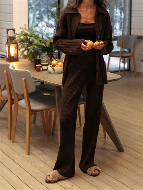Marie 2 Piece Knitted Women Sweater And High Wide Leg Pant Suit
