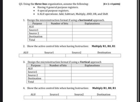 Solved Q3 Using The Three Bus Organization Assume The