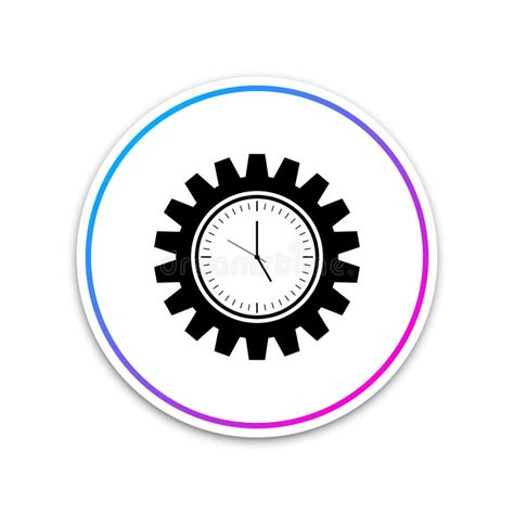 Clock Gear Icon Isolated On White Background Time Management Symbol Stock Vector Illustration
