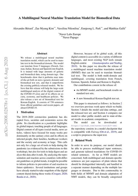 A Multilingual Neural Machine Translation Model For Biomedical Data DeepAI