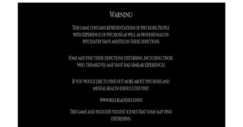 Opening Warning Screen For The Game Hellblade Screenshot Download