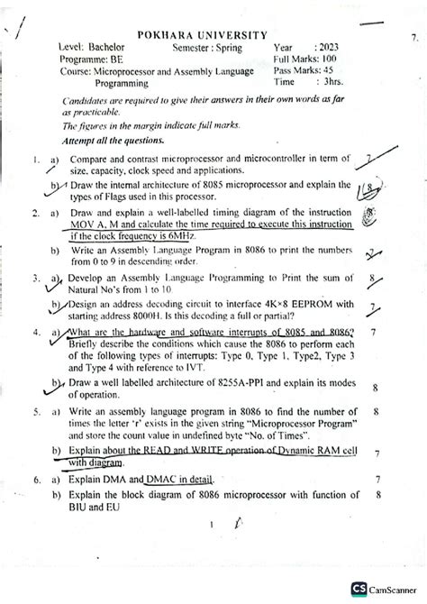 Microprocessor And Assembly Language Programming Past Questions Be